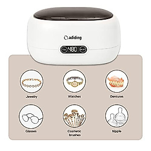 Adiding Ultrasonic Jewelry Cleaner, 650mL Professional Ultrasonic Cleaner with 5 Digital Timer, Degas Mode, 45kHz Jewelry Cleaner Ultrasonic Machine for Eyeglasses Watch Rings Necklaces Coins Dentures