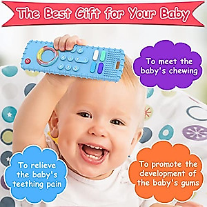 2 Pack SOLIFEGOBLE Silicone Remote Control Teether Toys for Babies s, Boys Girls Baby Chew Teething Toys(Color04)