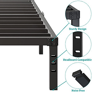 Kydins California King Bed Frames Platform 18 Inch with Storage Black Heavy Duty Platform Headboard Compatible Mattress Foundation for Memory Foams Non-Slip Support 3500 lbs