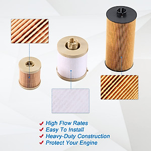 CARMOCAR FD4616 Fuel Filter and FL2016 Oil Filter Replacement for 2003-2007 Ford F250 F350 F450 F550 Super Duty 6.0L 2003-2005 Excursion 6.0L 3C3Z-9N184-CA 3C3Z-6731-AA FD4604