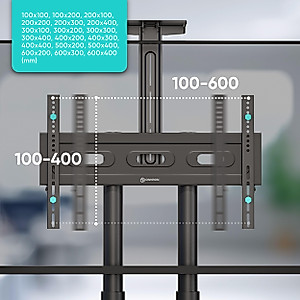 ONKRON Mobile TV Stand with Wheels Rolling TV Stand for 40-70 Inch LED LCD Flat or Curved Screen TVs up to 100 lbs - Height Adjustable TV Cart with Shelves - Portable TV Stand (TS1551) Black
