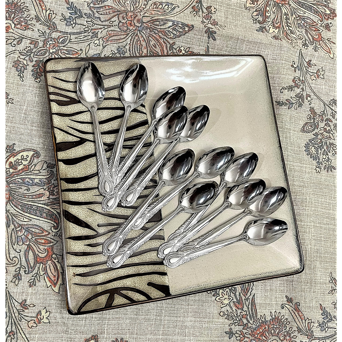 Teaspoon mini 12 Pieces Stainless Steel Demitasse Espresso Spoon Mirror Polished Dishwasher Safe Rust and Heat Resistant (12)