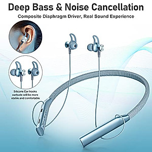 JAKPAK Wireless Earbuds Neckband Bluetooth Headphones for Samsung Galaxy S23, Wireless Headset with Mic 35H Playtime Noise Cancelling HiFi Stereo Deep Bass Magnetic Sport Headsets for iPhone Samsung