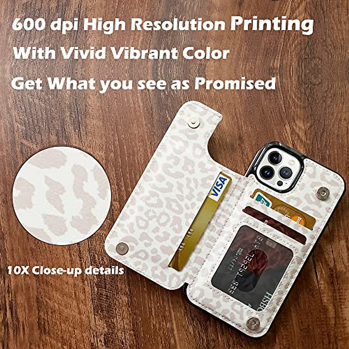 uCOLOR Flip Leather Wallet Case Card Holder for iPhone 12 Pro/12 Women and Girls with Card Holder Kickstand Marble Design Compatible with iPhone 12/iPhone 12 Pro 5G 6.1 inch (Leopard)