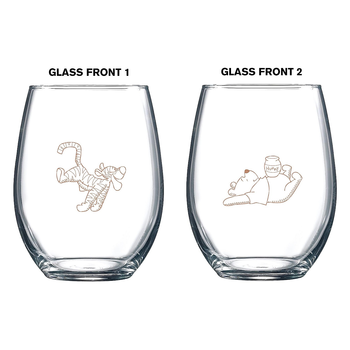 Disney Winnie The Pooh Happy Days Stemless Tumbler Glasses for Drinking 17 oz - 2 Pack