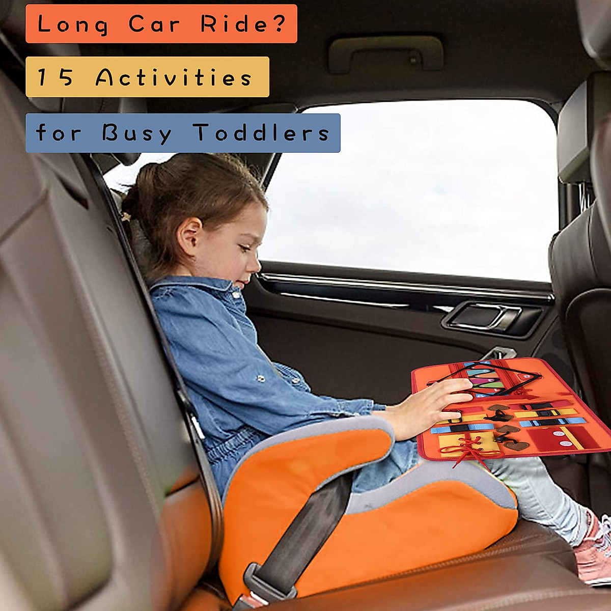 Toddler Busy Board,Montessori Toys for 3 4 Year Old,Sensory Board for Learning Fine Motor Skills,Toddler Activities for Travel Car Airplane,Practical Early Educational Sensory Toys