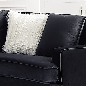 Yoglad Upholstered Curved Sectional Sofa, Modern Style Semicircle Couch, Tufted Sofa with Metal Legs, Circular Sofa with Villose Pillows for Living Room (Black, 140" Stripe Style, Velvet)