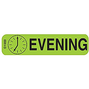 PHARMEX 1-796 Permanent Paper Label, Evening", 1 9/16" x 3/8", Green (500 per Roll, 2 Rolls per Box)
