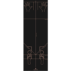 Atmananda Black Yoga Mat, Premium Natural Rubber Top, Educational Alignment Lines, Good for all Yoga Styles, Lightweight, Designed to Help Protect Your Joints (Large (5'7" & above), Bronze)