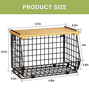 GGIU Wire Fruit Basket for Kitchen Storage: Hanging Fruit Basket for Kitchen Stackable Counter Basket for Vegetable Produce - Counter Potato and Onion Storage for Pantry 3 Pack