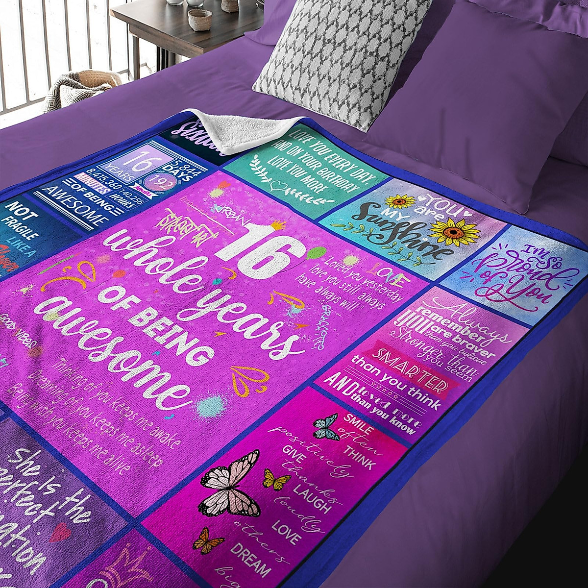 Rioa Gifts for 16 Year Old Girl, 16th Birthday Gifts for Girls, Teen Girl Gifts 16 Years Old,16 Year Old Girl Gift Ideas, 16 Year Old Gifts, Birthday Gifts for 16 Year Blanket 40" x 50"
