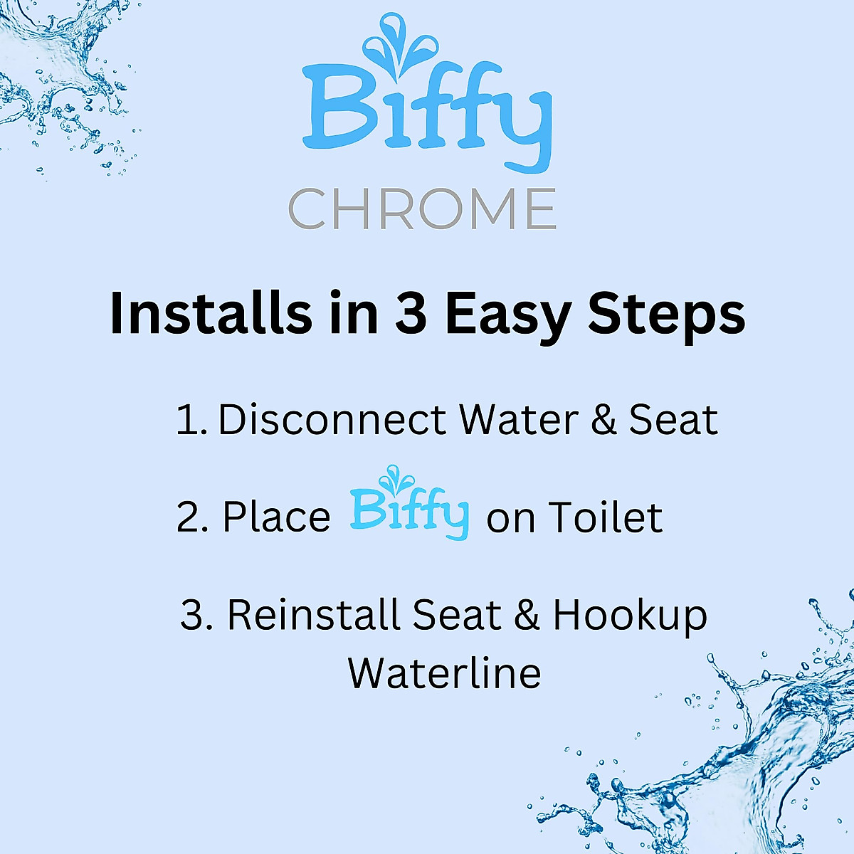 Biffy Chrome Metal Attachable Bidet: Physician Designed, Self-Cleaning 8-Stream Nozzle, Non-Electric, Adjustable Water Pressure, Two-Inch Coverage, Easy Install (Metal Bidet)