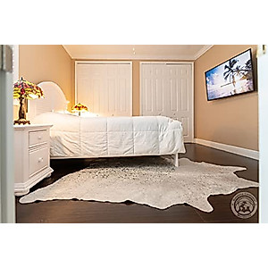 Genuine Metallic Silver On Off White Cowhide Rug 6 x 8 ft. 180 x 240 cm