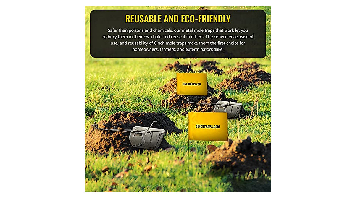 Cinch Mole Trap Deluxe Kit - Heavy Duty & Reusable