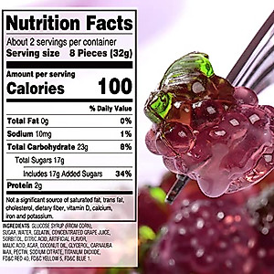 Amos 4D Gummy Candy Grape Burst, Fruity Snacks Central Jelly Filled, Halloween Candy Gift, Resealable 2.29oz Bag for Halloween Parties（Pack of 6）