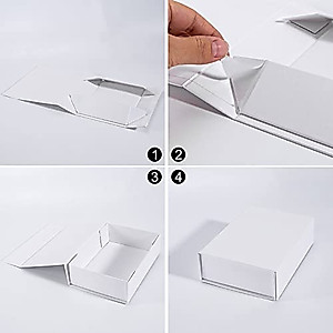 NIGNYA Magnetic Gift Box White, Magnetic Boxes 4 Pack 7x5x2 inches Magnetic Lids Cardboard Gift Boxes Bridesmaid Proposal Box for Presents, Wedding, Birthday, Party