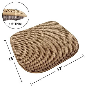 PAGGED Khaki Foam Seat Cushions Kitchen Chairs Pads for Dining Chairs 6 Pack Non Slip Patio Seat Cushions Washable U Shaped Soft Thick Large Metal Wooden Chair Cushions,17" x 15"