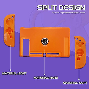 ADYF The Case Anime for Nintendo Switch Anime DBZ Son Goku Hard PC Case Shell for Nintend Switch Game Console Orange Soft Joycon Cover for NS Switch Accessories