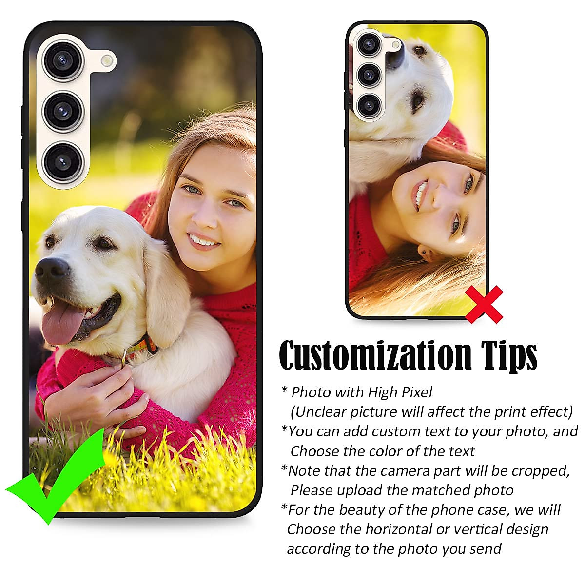 Personalized-Customm Phone Case for Samsung Galaxy s23 Plus with Picture Photo Text Name - Customized s 23 Plus Cellphone/Smartphone/Mobilephone Soft Thin Cover (Black)