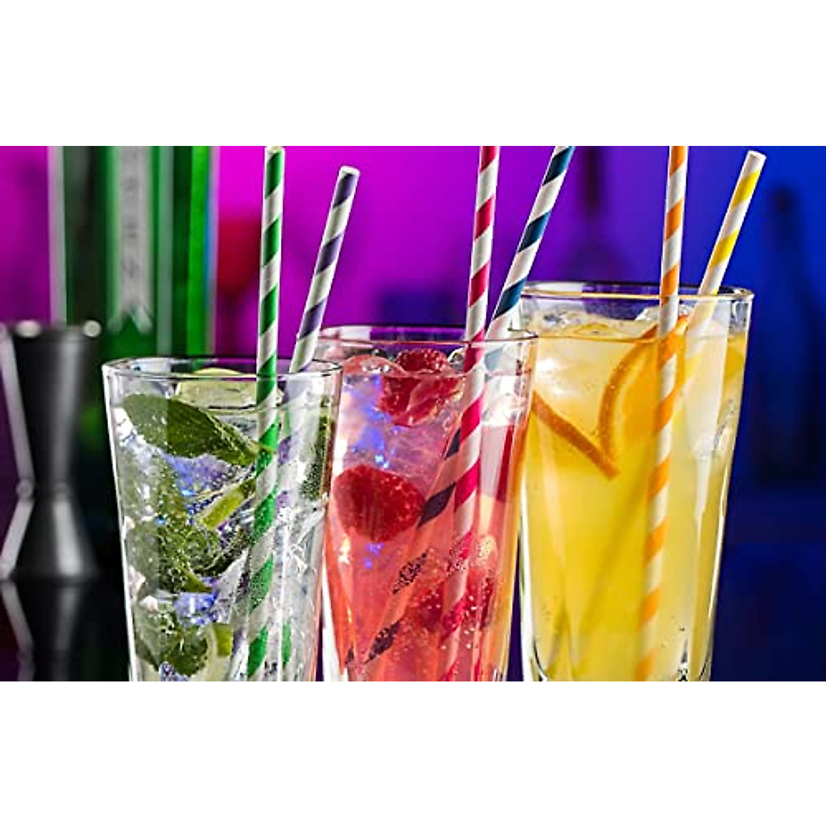 100 Pack Green And White Paper Drinking Straws, 7.75 Inches Green Striped Drinking Straw Cake Pop Stick