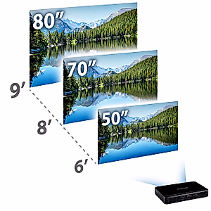 Miroir M220 HD Pro Portable LED Projector |Auto Focus |USB – C Charge & Video |Up to 2 Hour Rechargeable Battery |Native Resolution 1280 x 720p | Supports 1080p Input