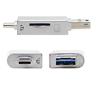ChenYang Nano Memory Card & TF Micro SD Card to USB C & USB 2.0 Card Reader Adapter Plug & Play
