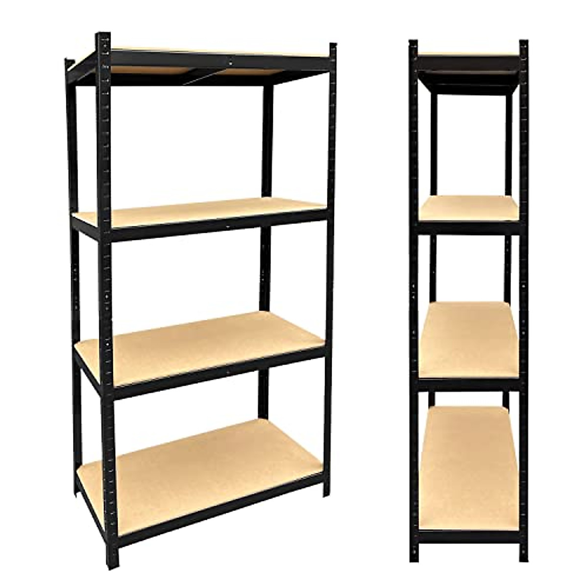 4 Tier Shelving Unit Shelf Metal Storage Shelves Metal Rack Heavy Duty Height Adjustable Commercial Grade Steel Utility Layer Shelf Rack Organizer 1411 LBS Capacity-63.78H x 31.5W x 15.74D inch,Black