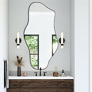 DAOYIJIAJU Large Irregular Mirror, Asymmetrical Wall Mirror, 47.2"x21" Unique Shaped Mirror, Modern Oblong Mirrors for Living Room Bathroom Bedroom Entryway Fireplace