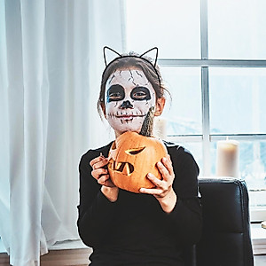 JGCWorker Black Cat Ears Headband for Women Girls, Halloween Cosplay Cat Costume Thick Plastic Wire Ears Headbands Hair Accessories for Adult Kids