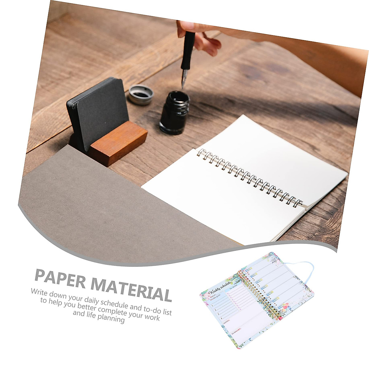 English Manual Academic Students Pocket Planner Wire Schedules Organizer - Paper Productivity Plan Flower Bound Memo Small Type Note Notebook Office Calendar