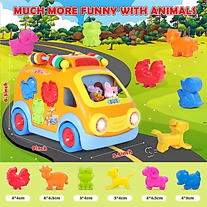 Baby Toys 12 18 Months, Musical Bus Animals Car Toys for 1 Year Old Boy Baby Early Education Toy Christmas Birthday Gift Toys for Infant Baby 1 2 3 Year Old Boys Girls Kids Learning Toy for Toddler