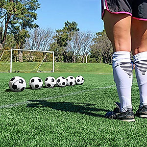 GoSports Classic Black and White Soccer Ball with Premium Pump - Available as Single Balls or 6 Pack - Choose Your Size