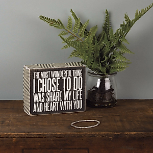 Primitives by Kathy 23610 Chevron Trimmed Box Sign, 4 x 5-Inches, Share My Life