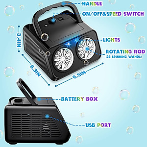 Upgraded Bubble Machine, for Kids Age 3+ Gifts | 18000+ Big Bubbles Per Minute, with 2 Speed, Plug-in or Battery Powered, for Indoor Outdoor Birthday, Wedding, Parties