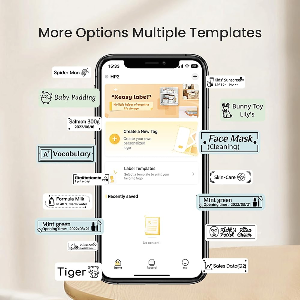 vretti HP3 Label Machine Maker with Tape, Portable Thermal Mini Label Printer, Bluetooth Wireless Connection for Storage,Home,Office