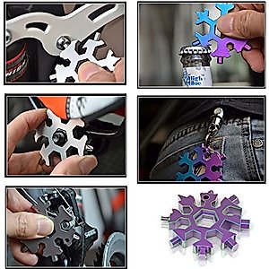 Snowflake Multitool,3 Pack 18-in-1 Snowflake Stainless Steel Multi Tool, Compact Flat Phillips Screwdriver Wrench/Bottle Opener Kit, Mini Durable and Portable,Stocking Stuffers for Men