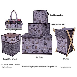 Bacati Unisex Cotton, Nursery Storage Caddy, Grey/Beige