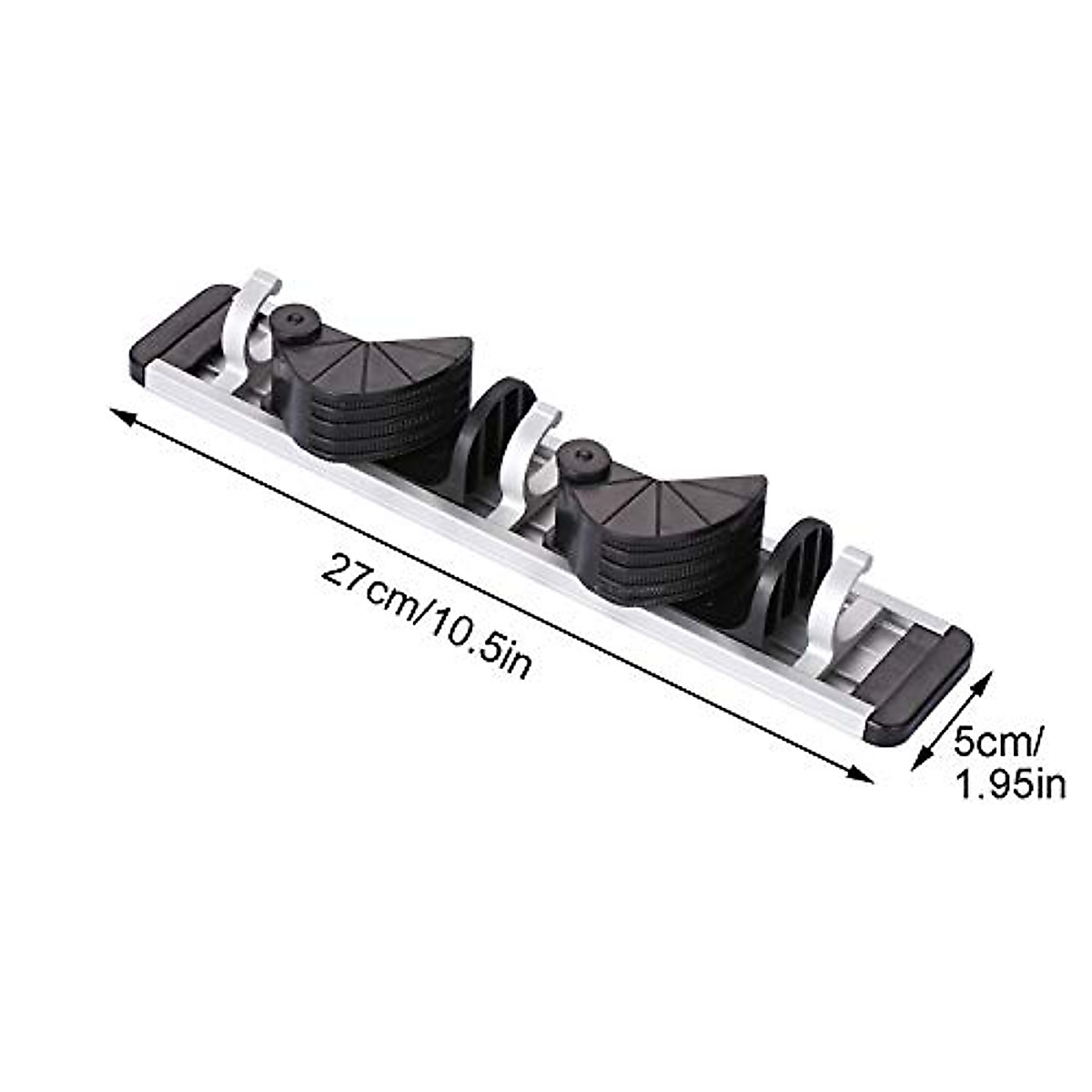 TOGU Mop and Broom Holder Wall Mounted 2 Position Storage Rack with 3 Hooks Holds up to 5 Tools Utility Weatherproof Holder for Garage Storage Systems Broom Organizer,Black