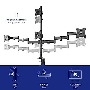 VIVO Quad Monitor Adjustable Heavy Duty Mount, Articulating Stand for 4 LCD Screens up to 24 inches STAND-V004Y