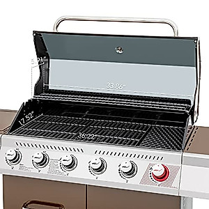 Royal Gourmet GA6402C 6-Burner Propane Gas Grill with Sear Burner and Side Burner, 74,000 BTU, Cabinet Style Outdoor BBQ Grill for Barbecue Grilling and Backyard Cooking, Coffee