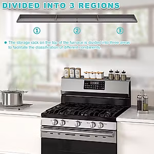 xingruyu 30 Inch Silicone Magnetic Stove Top Shelf, Magnetic Spice Rack Over the Stove, Condiment Storage Shelf, Heat Insulated Kitchen Gadgets, Zero Installation, Not Easy to Slide (Gray)