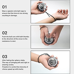 JIN BD Wrist Trainer/Strengthener Gyro Ball Auto-Start Gyroscopic Forearm Exerciser for Strengthen Arms, Fingers, Wrist Bones and Muscles （Black Without Light）