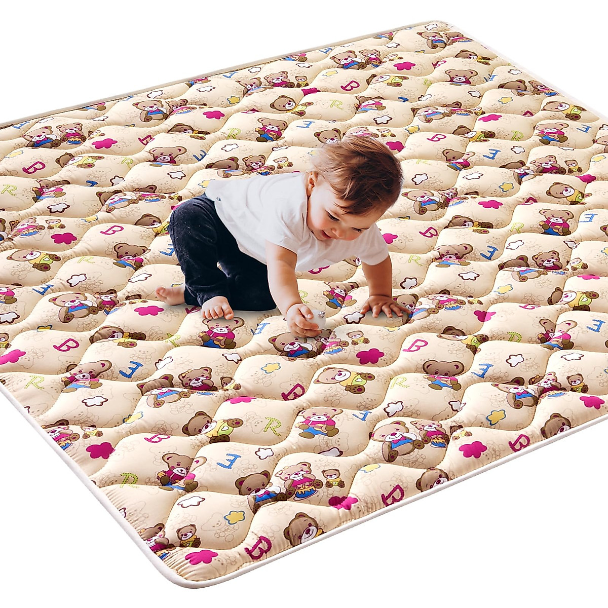 Vibe bear Baby Foam Play Mat, 50 x 50 Inches Baby Crawling Mat, Thicken One-Piece Baby Playmat, Non Slip Washable Baby Play Mat for Playing, Soft Floor Mat for Babies, Infants, Toddlers