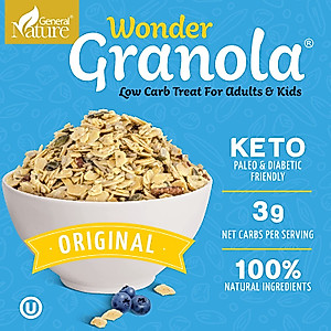 Keto Granola Low Carb - Original Flavor - Keto Cereal Low Carb Cereal - Zero Added Sugar, 3G Net Carbs - Healthy Breakfast Low Carb Keto Nut Granola for Yogurt or Topping - Gluten Free, Vegan & Kosher (Original, 3 Pack)