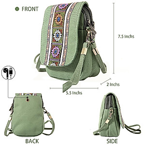 Goodhan Embroidery Canvas Crossbody Bag Cell phone Pouch Coin Purse for Women