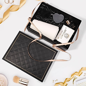 Lainlight Gift Boxes with Lids for Present 9.84 * 7.08 * 3.35 Inches with Card, Ribbon, Shredded Paper for Mother's Day Black