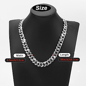 Coitak Cuban Link Chain Necklace, Silver/Gold Chain for Men, Bling Diamond Hip Hop Jewelry for Women 18 Inch (Silver)