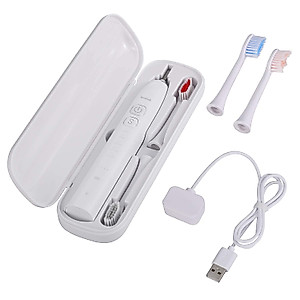 URYOUTH Ultra Whitening Toothbrush - 5 Brush Heads & Travel Case (White)