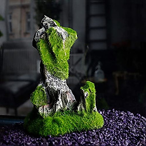 NW Wholesaler 6.75 Inch Fish Tank Mossy Rock Fish Tank Decoration - Fish Hideaway for Saltwater and Freshwater Aquarium Decor
