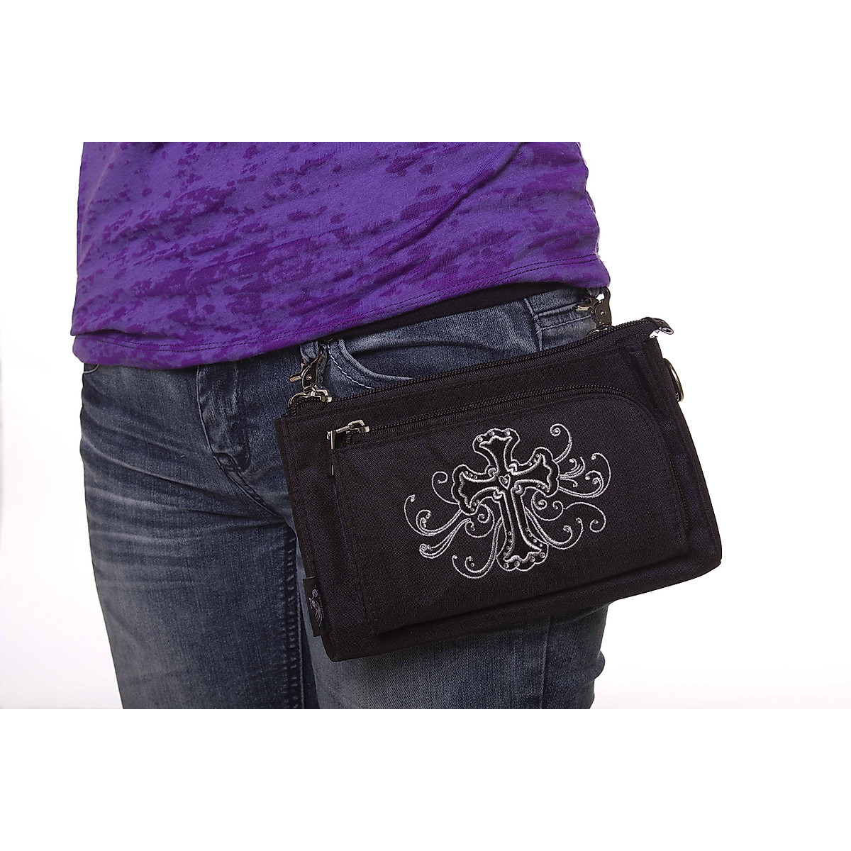 Open Road Girl Adjustable Strap Hip Purse for Women with Lobster Claw Clips, Three Ways to Wear: Hip Clip, Strap It Around, and Over Your Shoulder